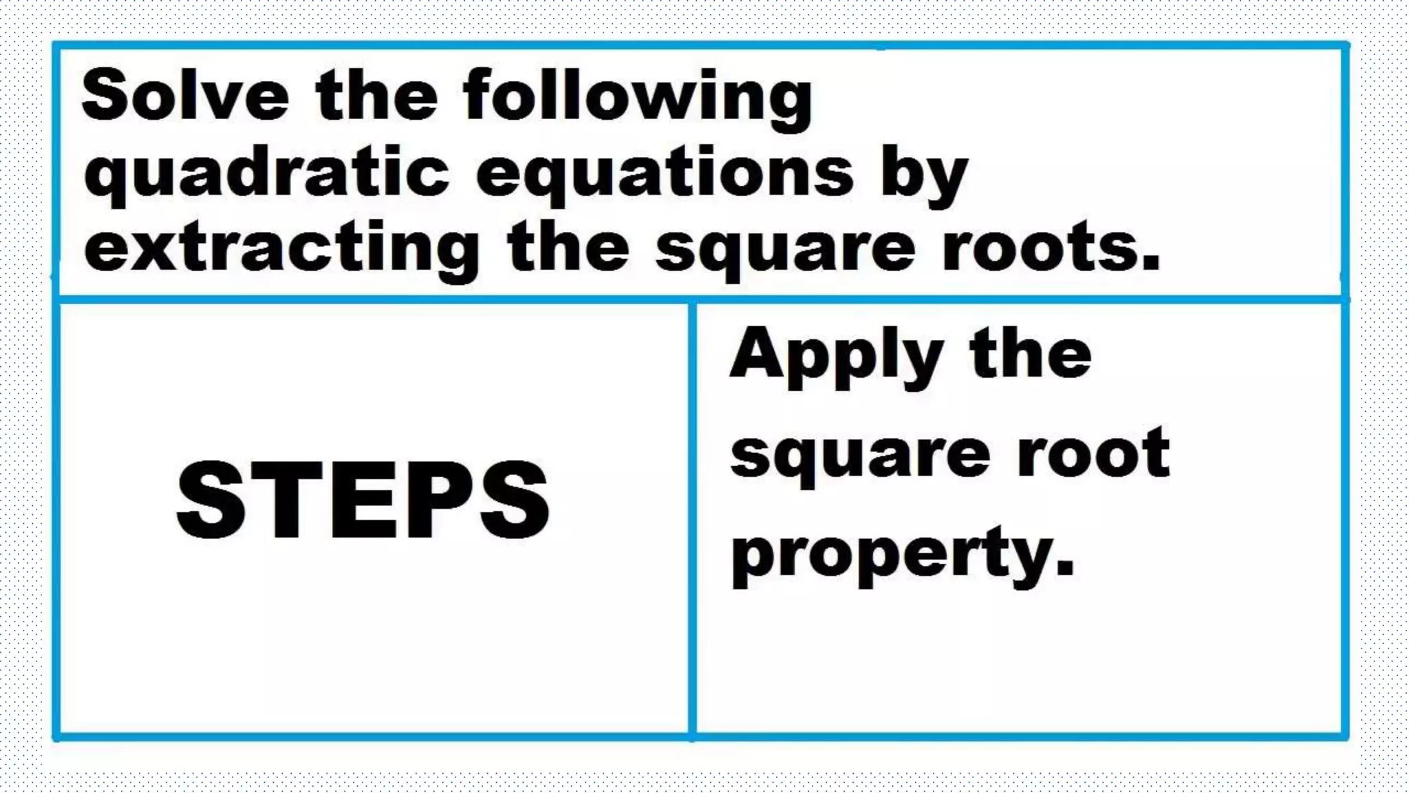 Solving Quadratic Equations By Extracting Square Roots 000 1 Ppt