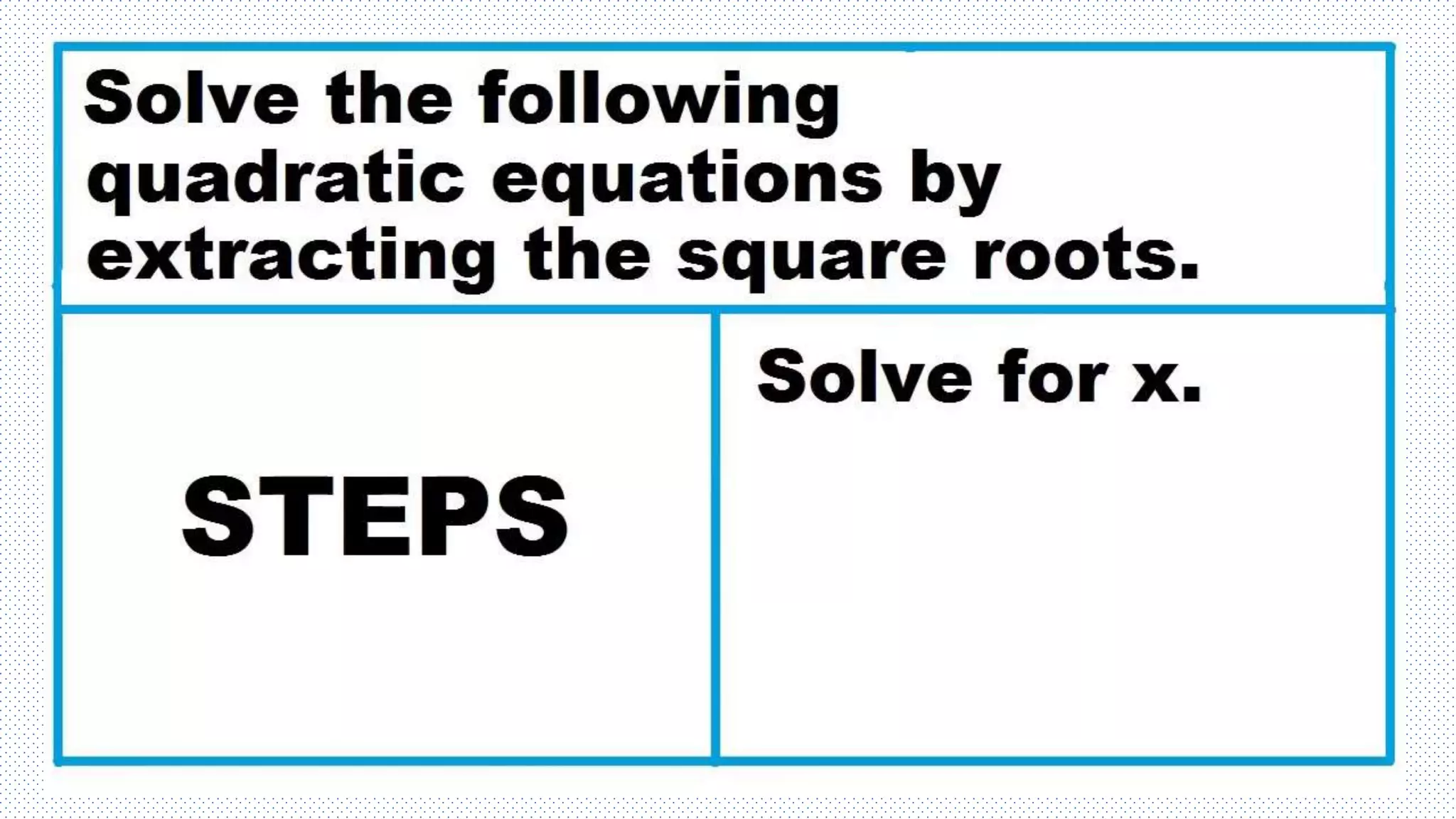 Solving Quadratic Equations By Extracting Square Roots 000 1 Ppt