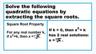 Solving quadratic equations by extracting square roots 000 (1) | PPT