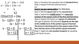 Solving Quadratic Equations by Factoring Perfect Square Trinomials.pptx