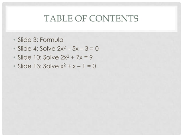 Solving quadratic equations using the quadratic formula | PPTX ...