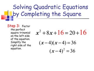 Solving quadratics by completing the square | PPT