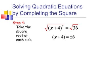 Solving quadratics by completing the square | PPT