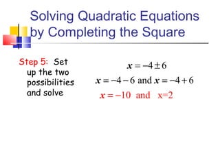 Completing The Square Formula Steps