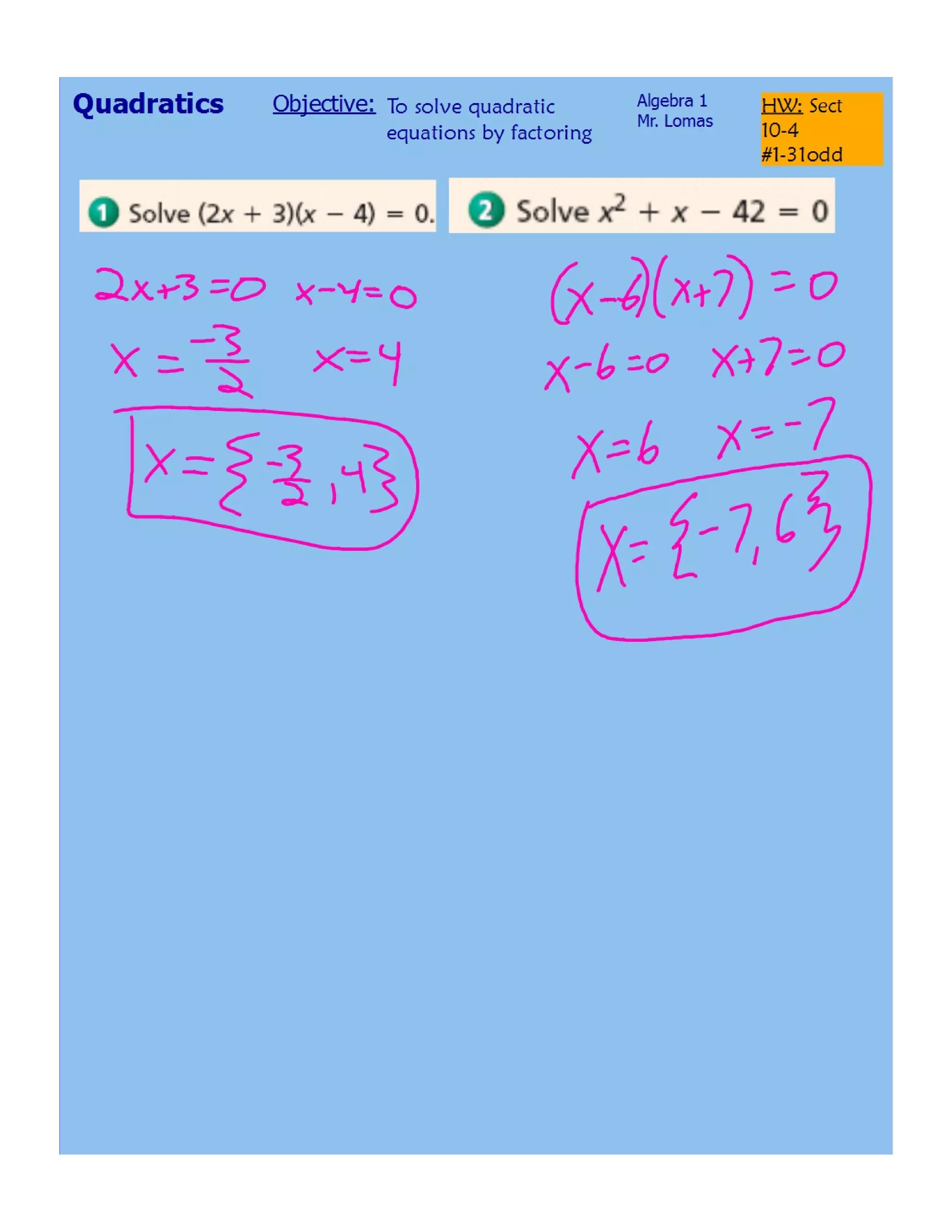 Solving quadratics by factoring | PDF
