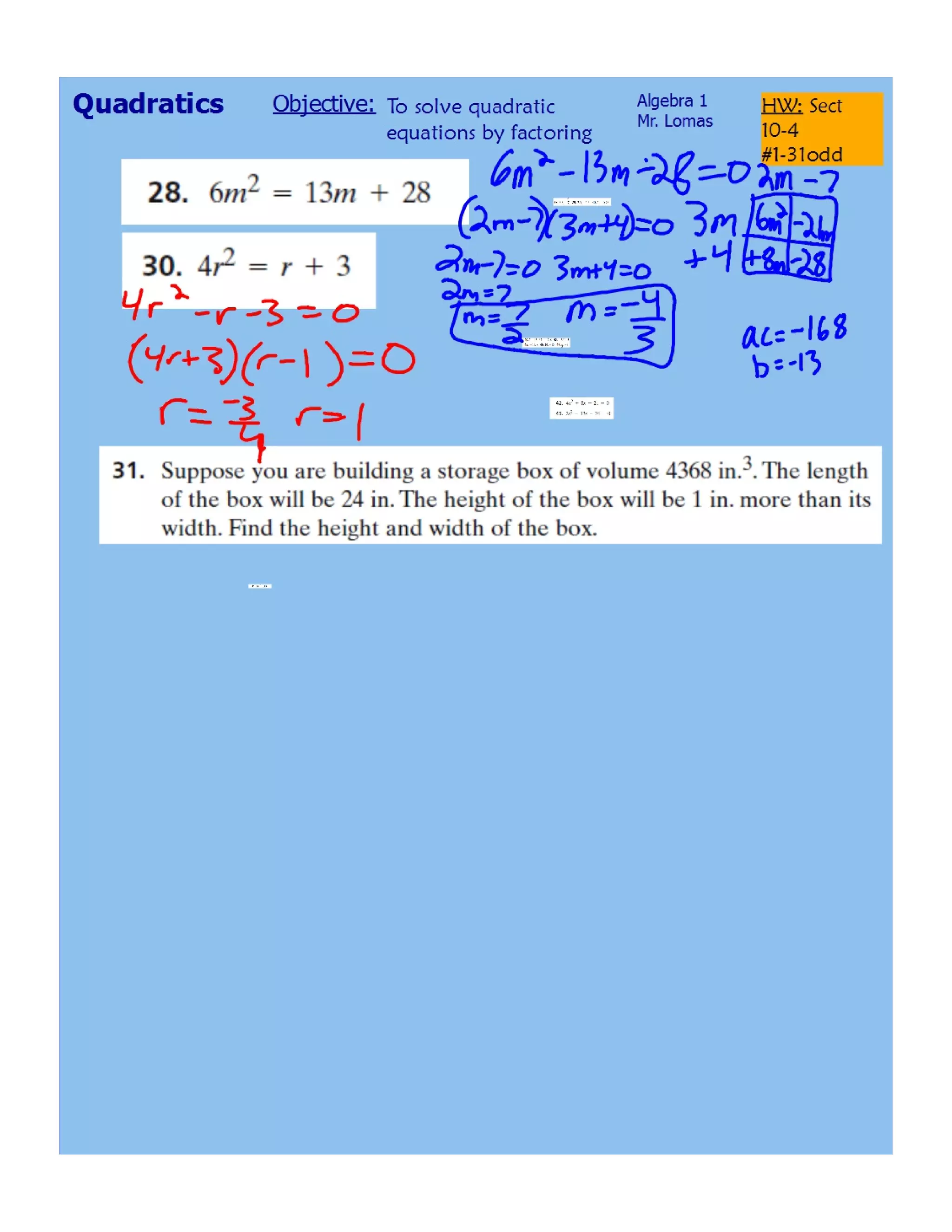 Solving quadratics by factoring | PDF