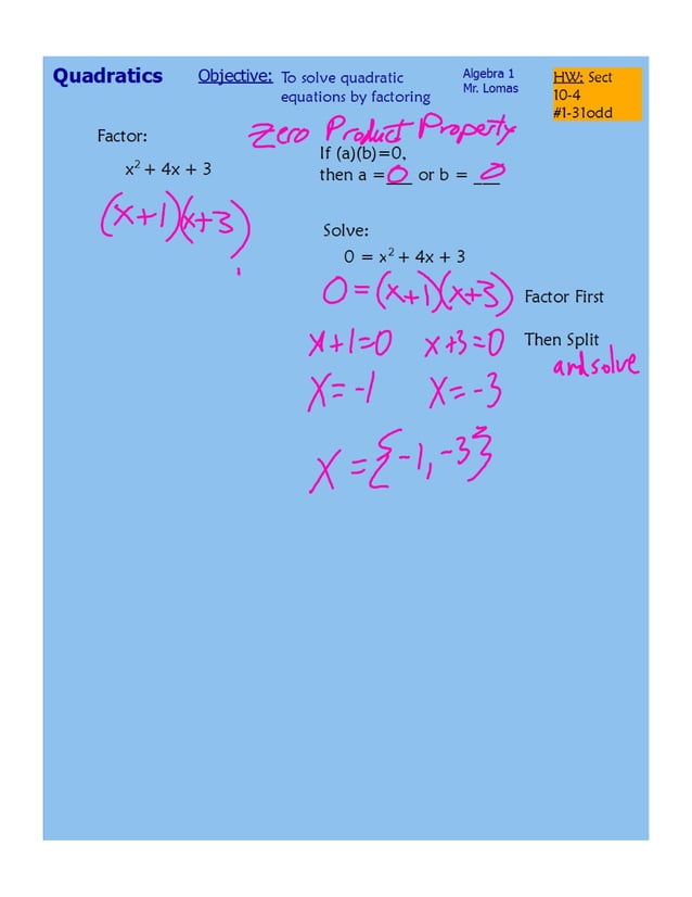 Solving quadratics by factoring | PDF