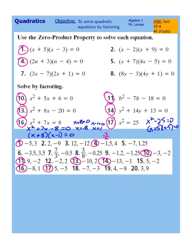 Solving quadratics by factoring | PDF