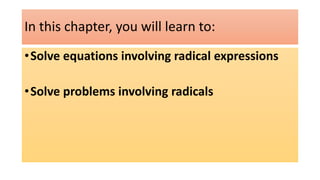 Solving radical equations | PPTX