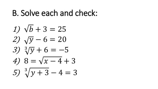 Solving radical equations