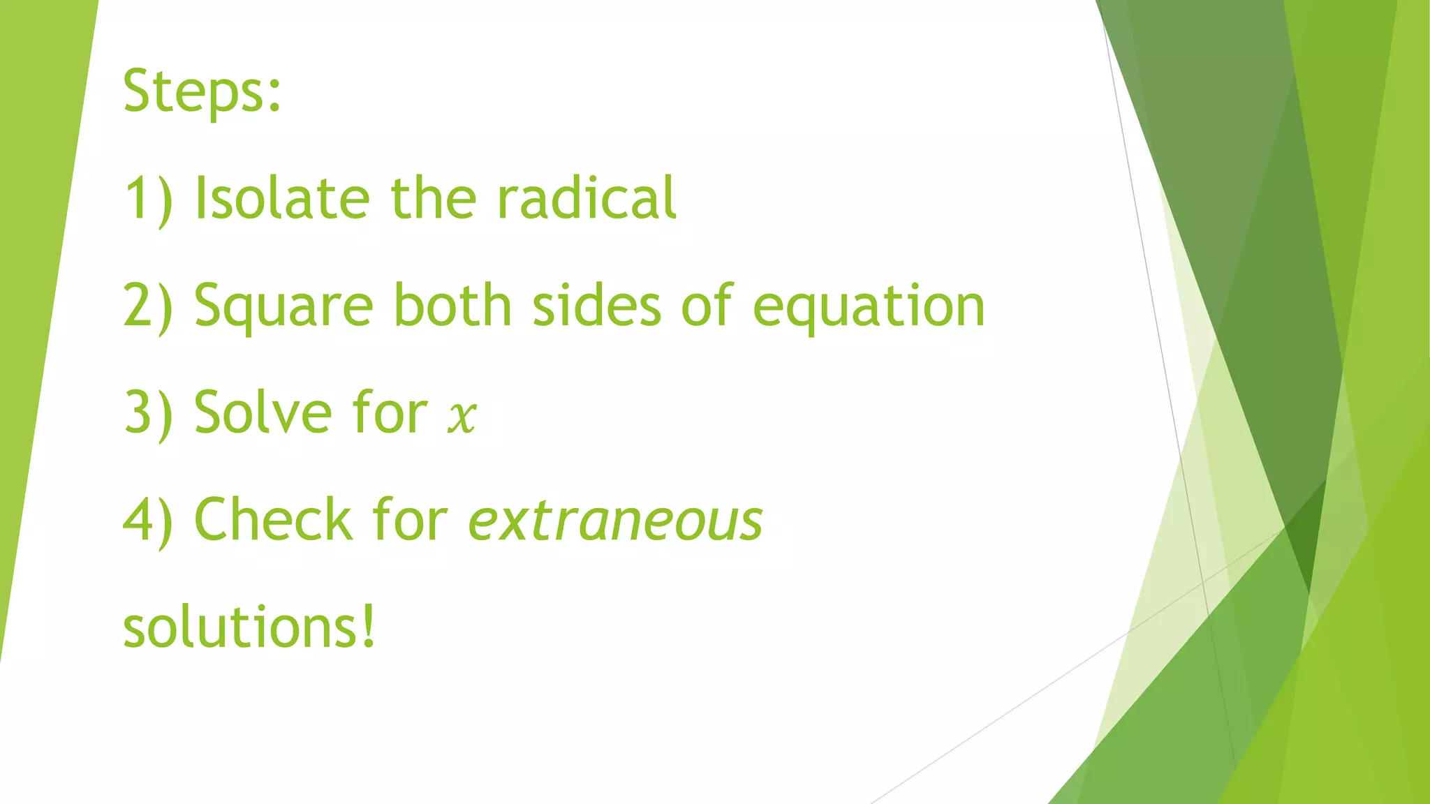 Solving Radical Equations: 2 Examples | PPTX