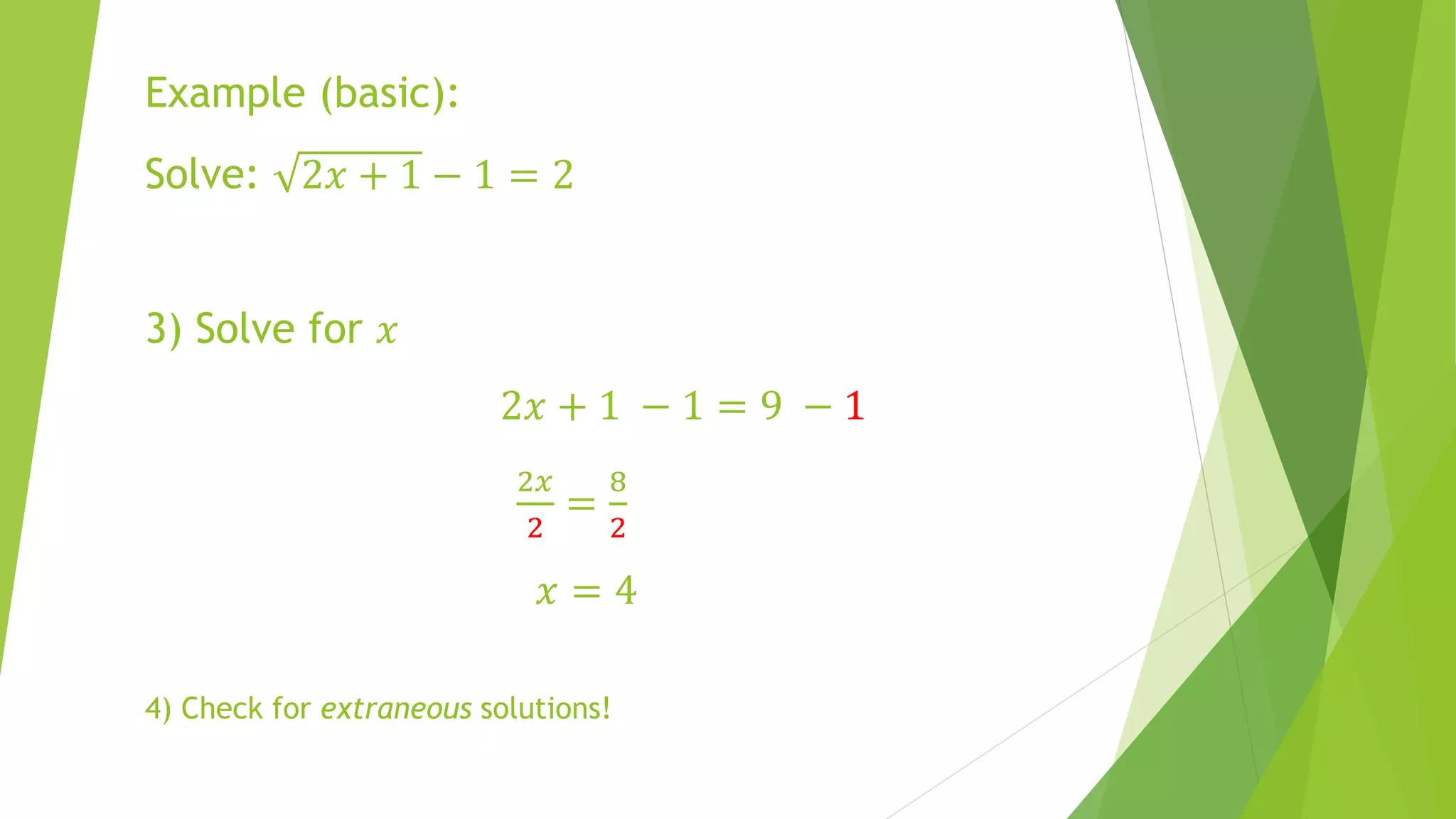 Solving Radical Equations: 2 Examples | PPTX