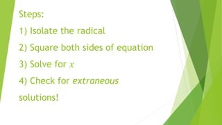 Solving Radical Equations: 2 Examples | PPTX