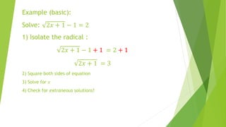 Solving Radical Equations: 2 Examples | PPTX