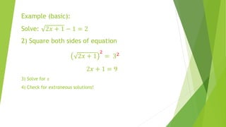 Solving Radical Equations: 2 Examples | PPTX