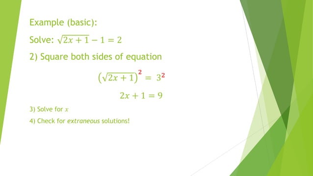 Solving Radical Equations: 2 Examples | PPTX