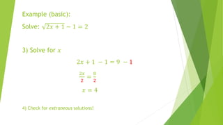 Solving Radical Equations: 2 Examples | PPTX