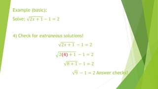 Solving Radical Equations: 2 Examples | PPTX