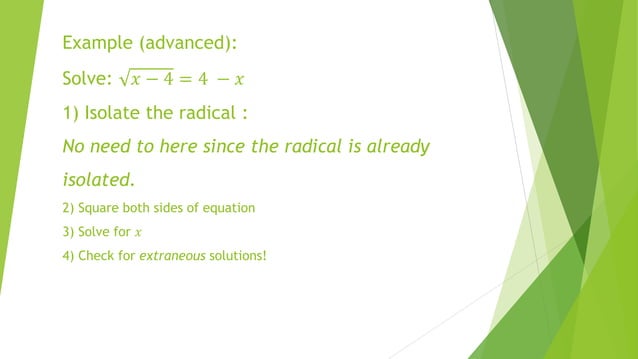 Solving Radical Equations: 2 Examples | PPTX