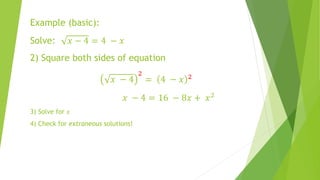 Solving Radical Equations: 2 Examples | PPTX
