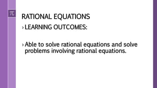 Solving rational equation | PPTX