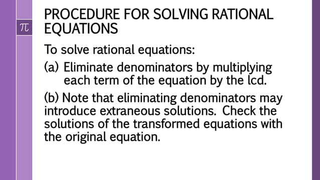 Solving Rational Equation Pptx Science