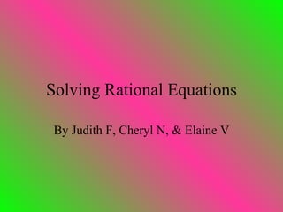 Solving Rational Equations | PPT