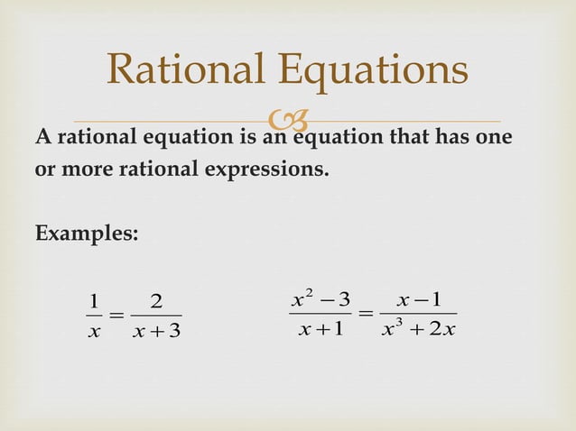 Solving rational equations | PPTX | Physics | Science