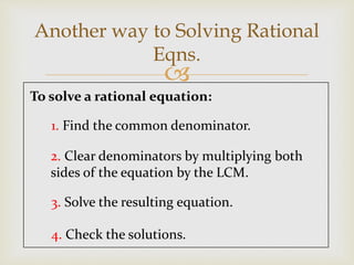 Solving rational equations | PPTX
