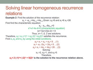 Solving linear homogeneous recurrence relations | PDF