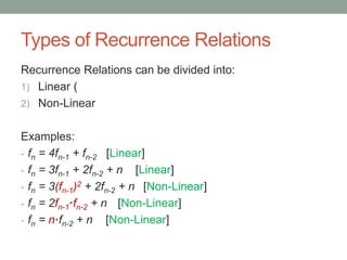 Solving linear homogeneous recurrence relations | PPT