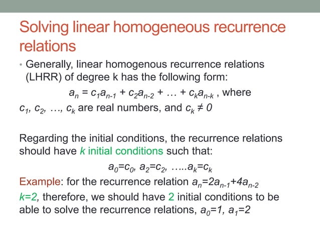 Solving Linear Homogeneous Recurrence Relations