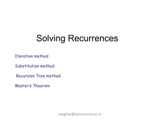 Solving recurrences | PPTX