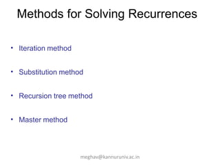 Solving recurrences | PPTX