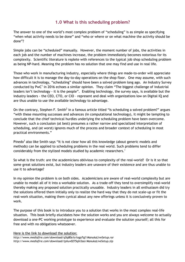 Solving the real life scheduling problem | PDF