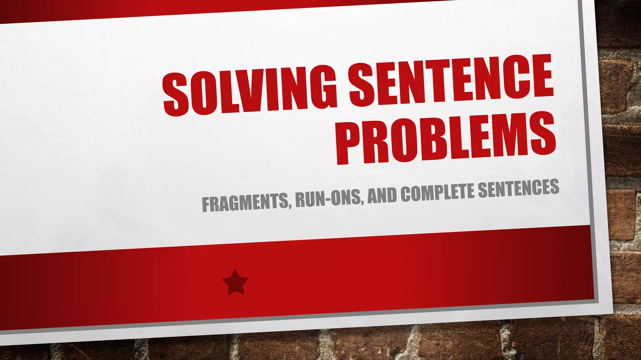 Solving Sentence Problems | PPT