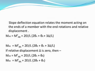 Solving statically indeterminate structure slope deflection 10.01.03.019