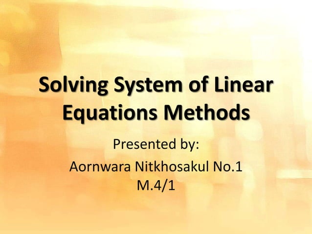 Solving system of linear equations | PPT