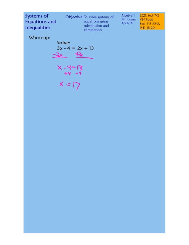 Solving systems substitution and elimination | PDF
