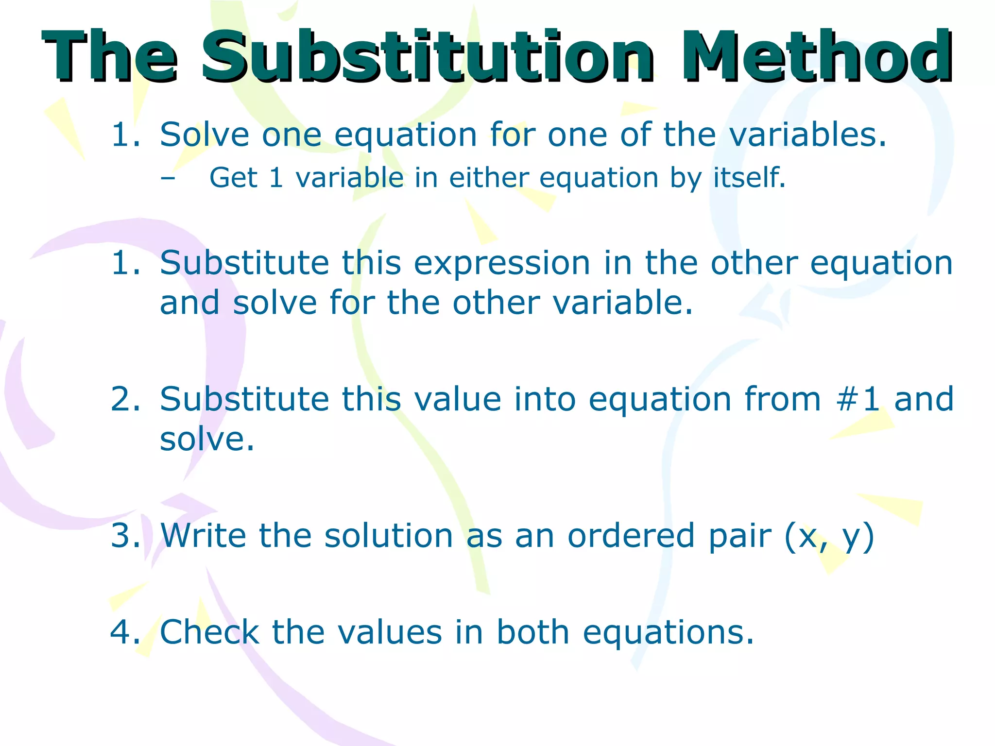 Solving systems by substitution | PPT