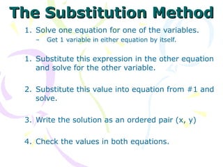 Solving systems by substitution | PPT