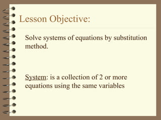 Solving Systems by Substitution | PPT