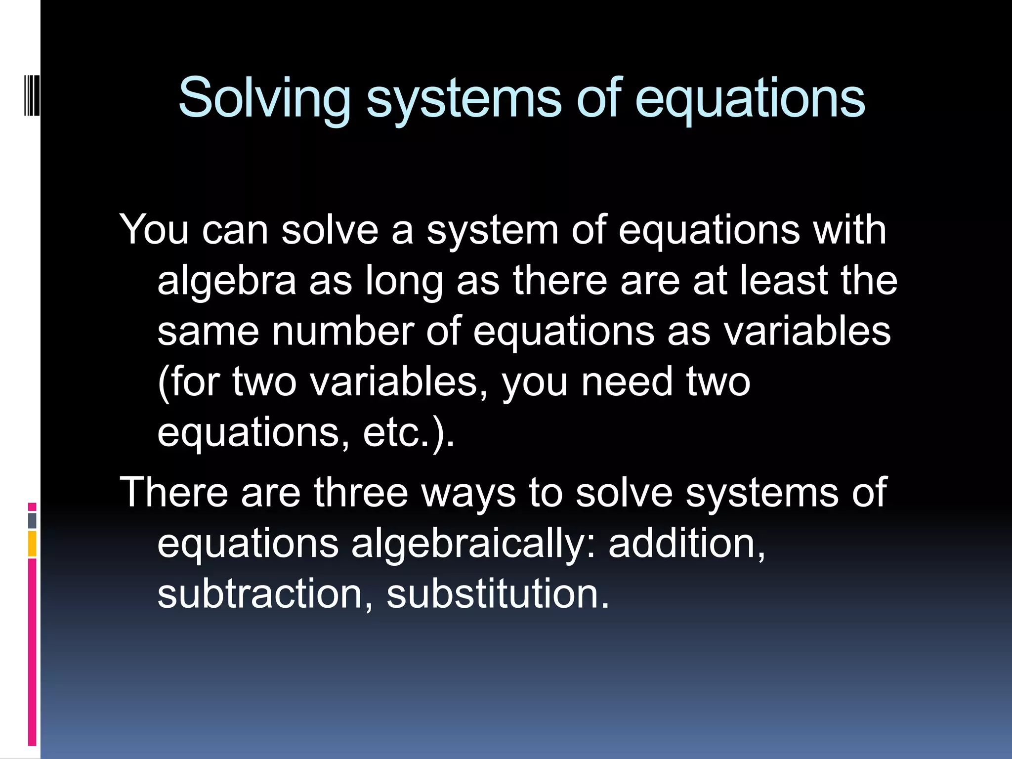 Solving systems of equations | PPT