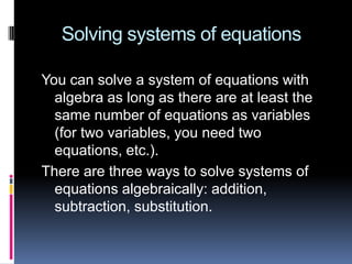 Solving systems of equations | PPT