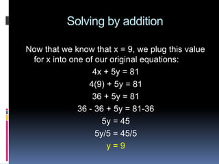 Solving systems of equations | PPT
