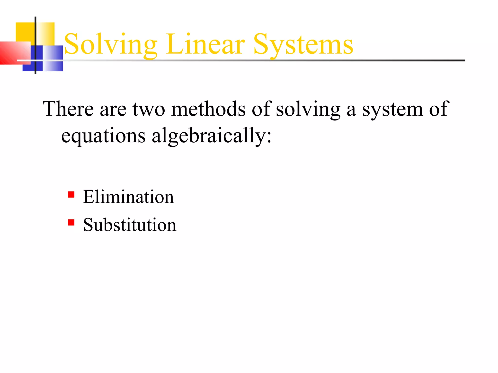 Solving systems of equations algebraically 2 | PPT Solving systems of equations algebraically 2 | PPT