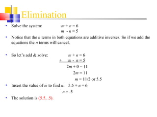 Solving systems of equations algebraically 2 | PPT