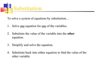 Solving systems of equations algebraically 2 | PPT