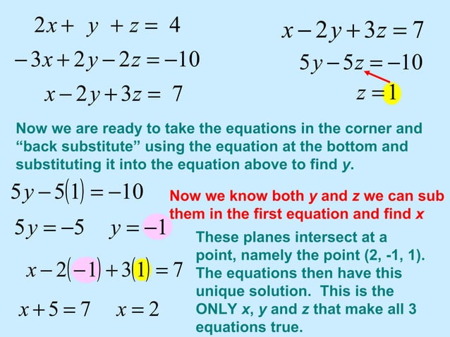 Solving systems of equations in 3 variables