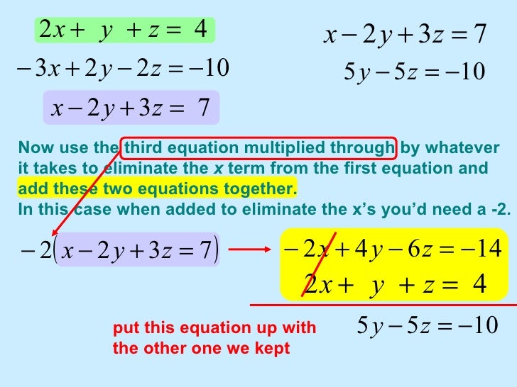 Solving systems of equations in 3 variables